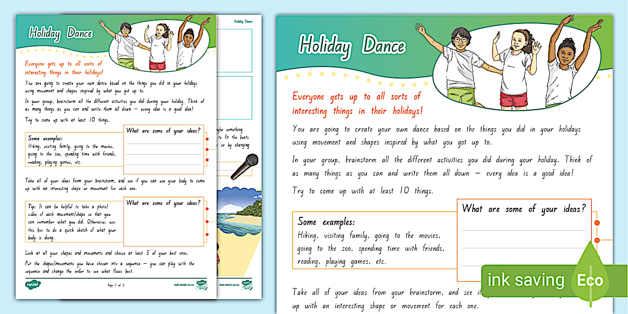 Holiday Dance Activity Worksheet