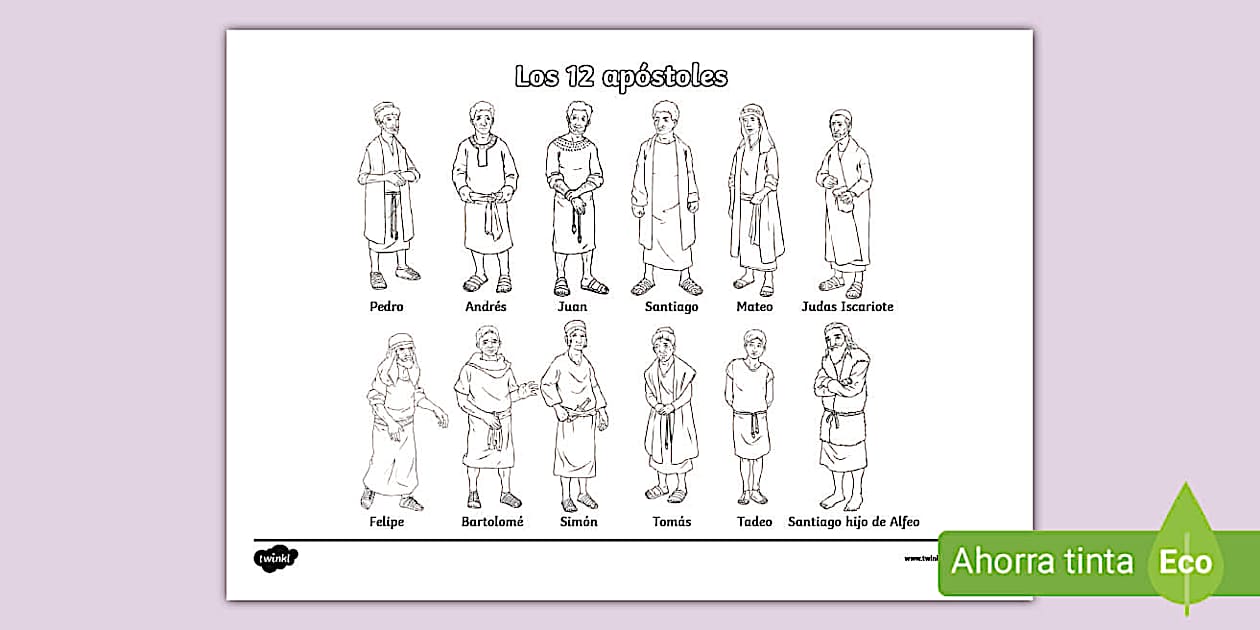 Dibujo de los 12 apóstoles para colorear - Twinkl