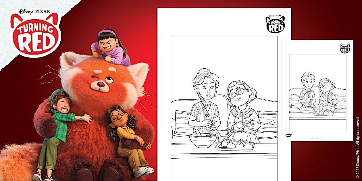Turning Red: Ming Lee Colouring Page