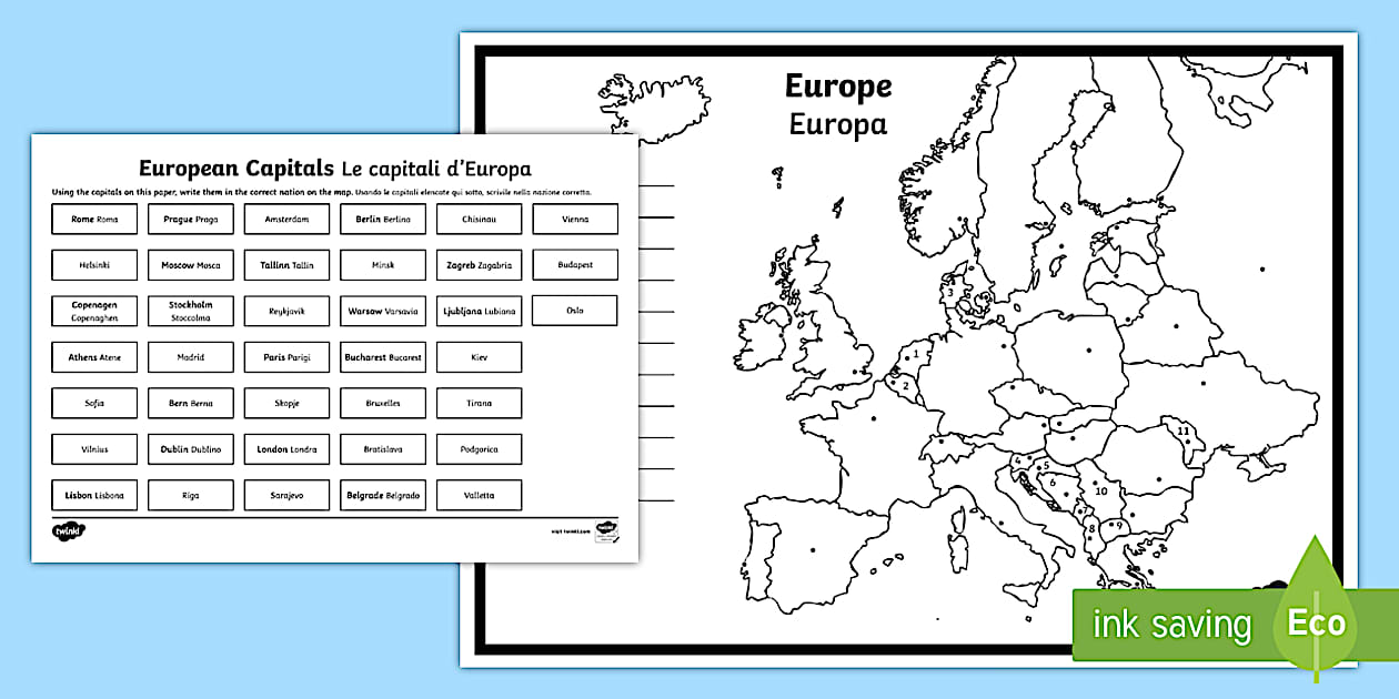 European Capitals Activity English/Italian (teacher made)
