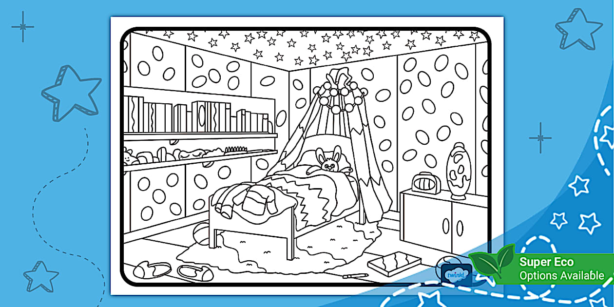 Busy Picture Bedtime Colouring Page | Parents Resource