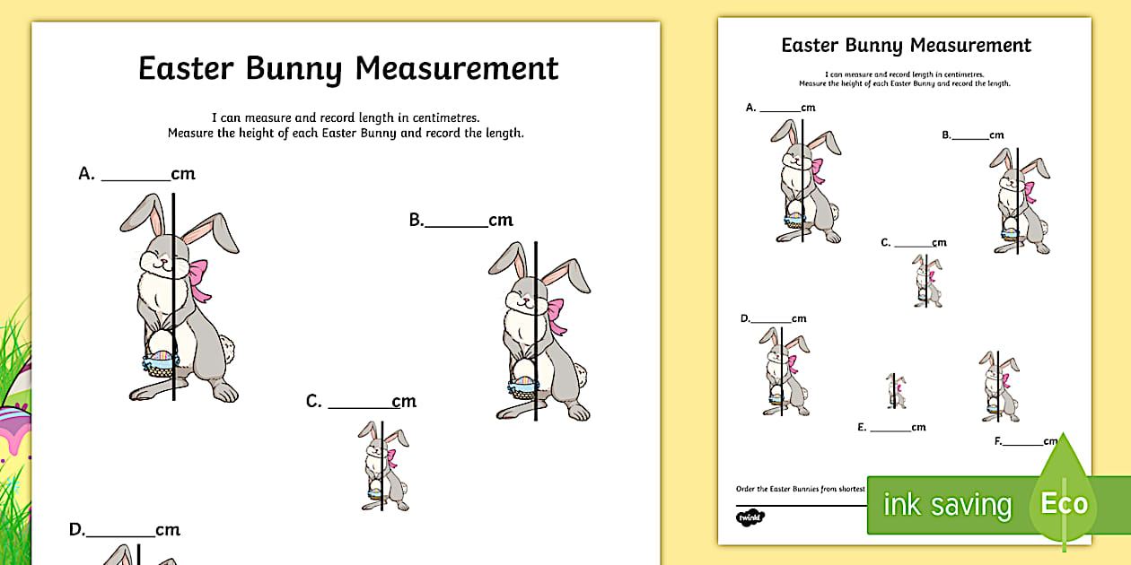 Easter Bunny Measurement Worksheet (teacher made) - Twinkl