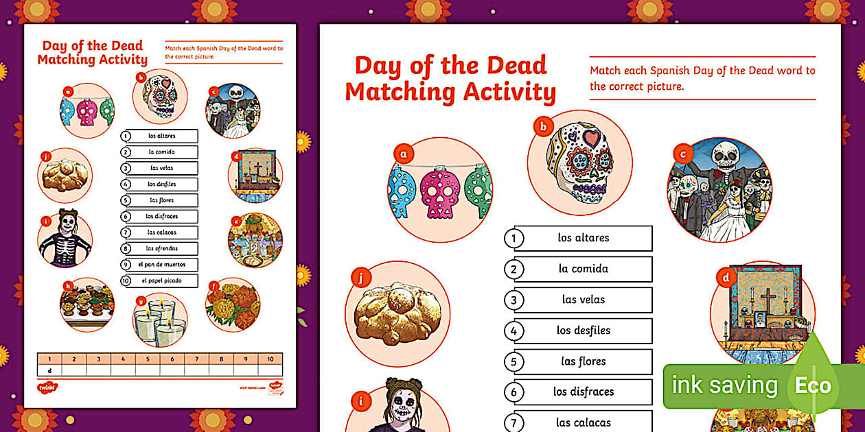 👉 Spanish: Day of the Dead Matching Activity - Twinkl