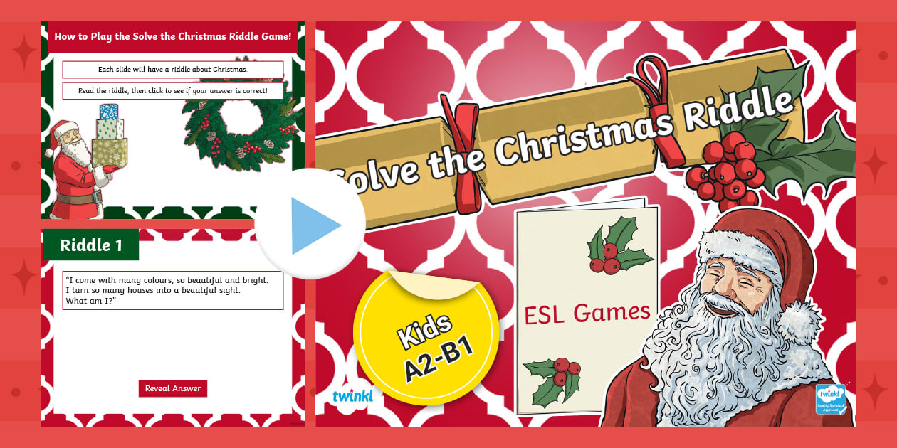 ESL Solve the Christmas Riddle Game [Kids, A2-B1] - Twinkl