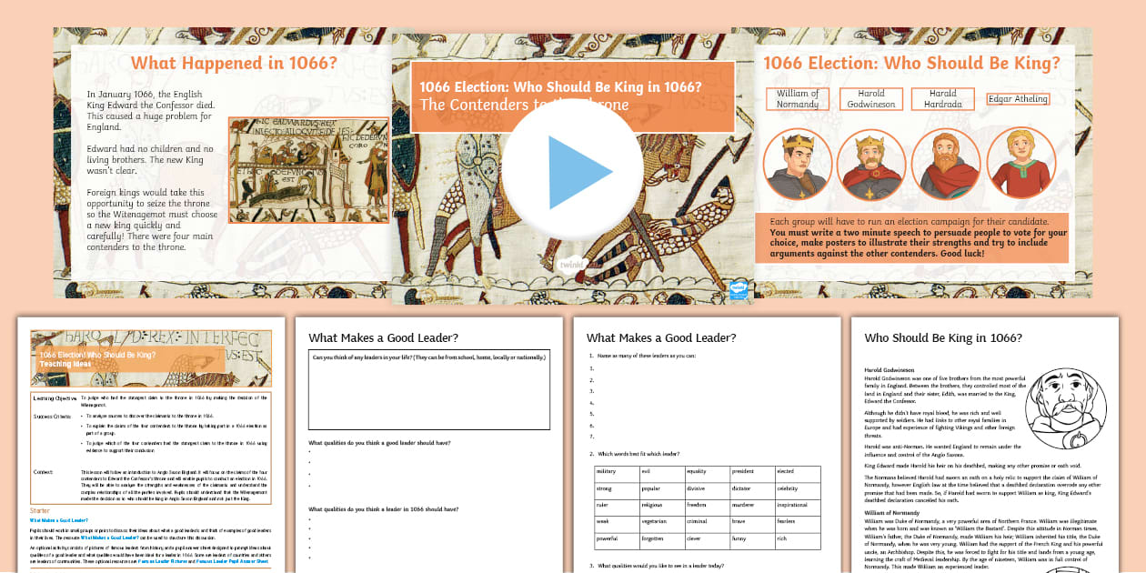 1066 Election: Who Should Be King? Lesson Pack - Twinkl