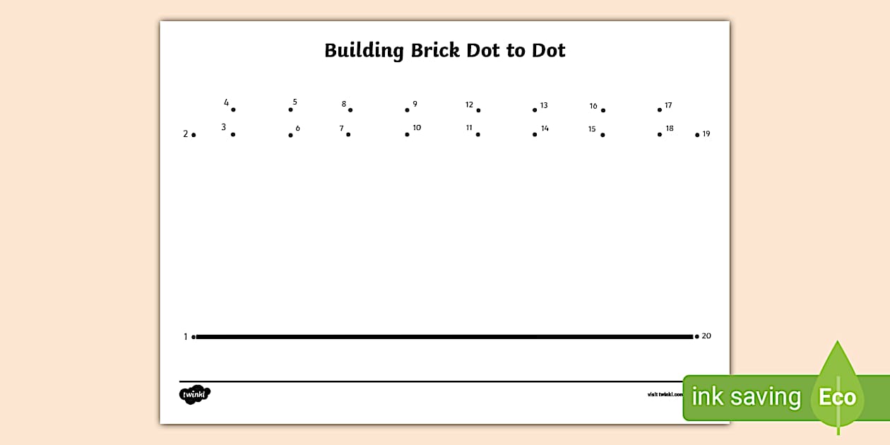 1-20 Building Brick Dot-to-Dot Activity Sheet - Twinkl