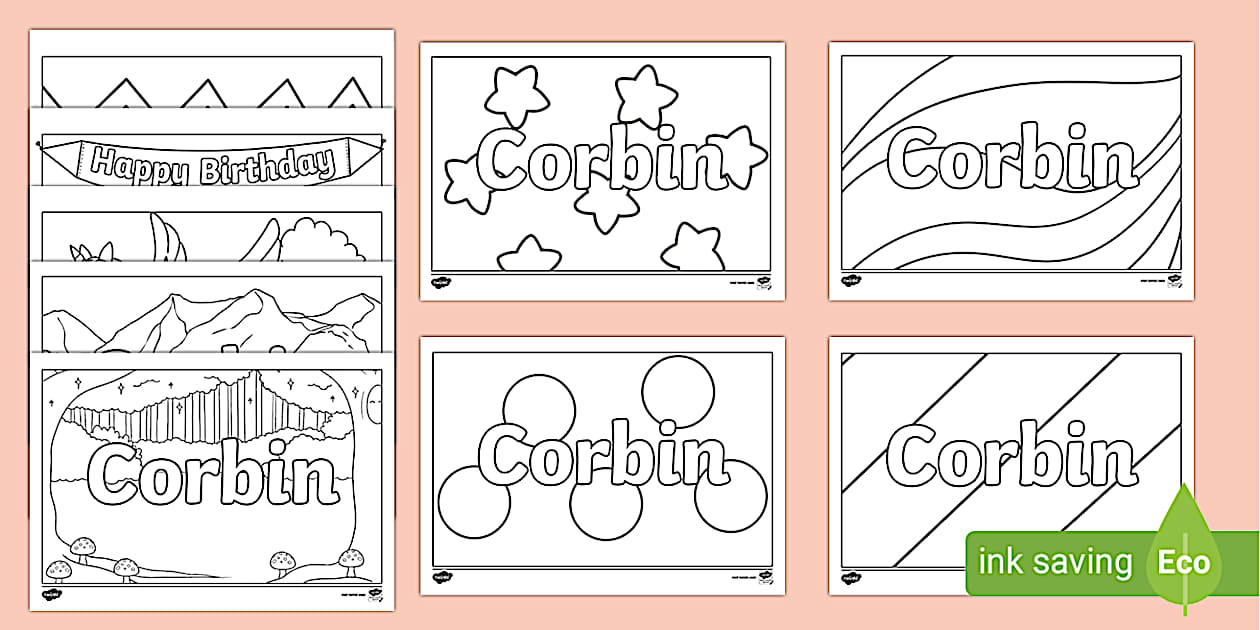 Corbin Name Simple Colouring Activity Sheets - Twinkl