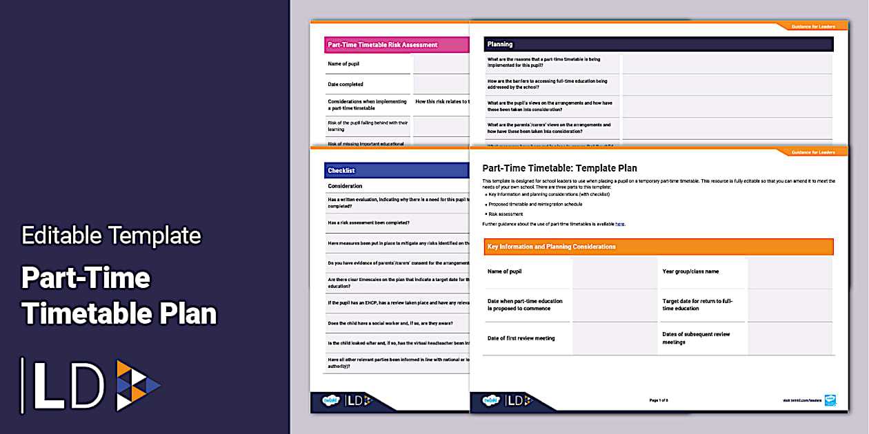 Part-Time Timetable: Template Plan - leaders (teacher made)
