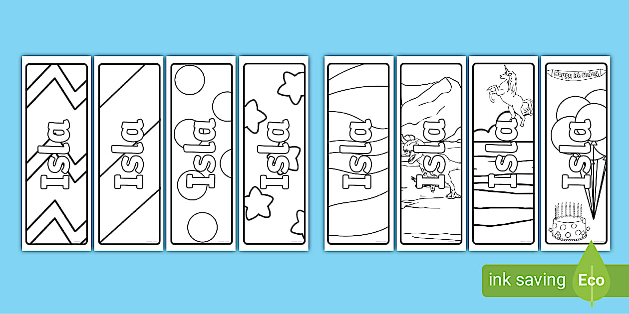 Isla Name Simple Colouring Bookmarks (teacher made) - Twinkl