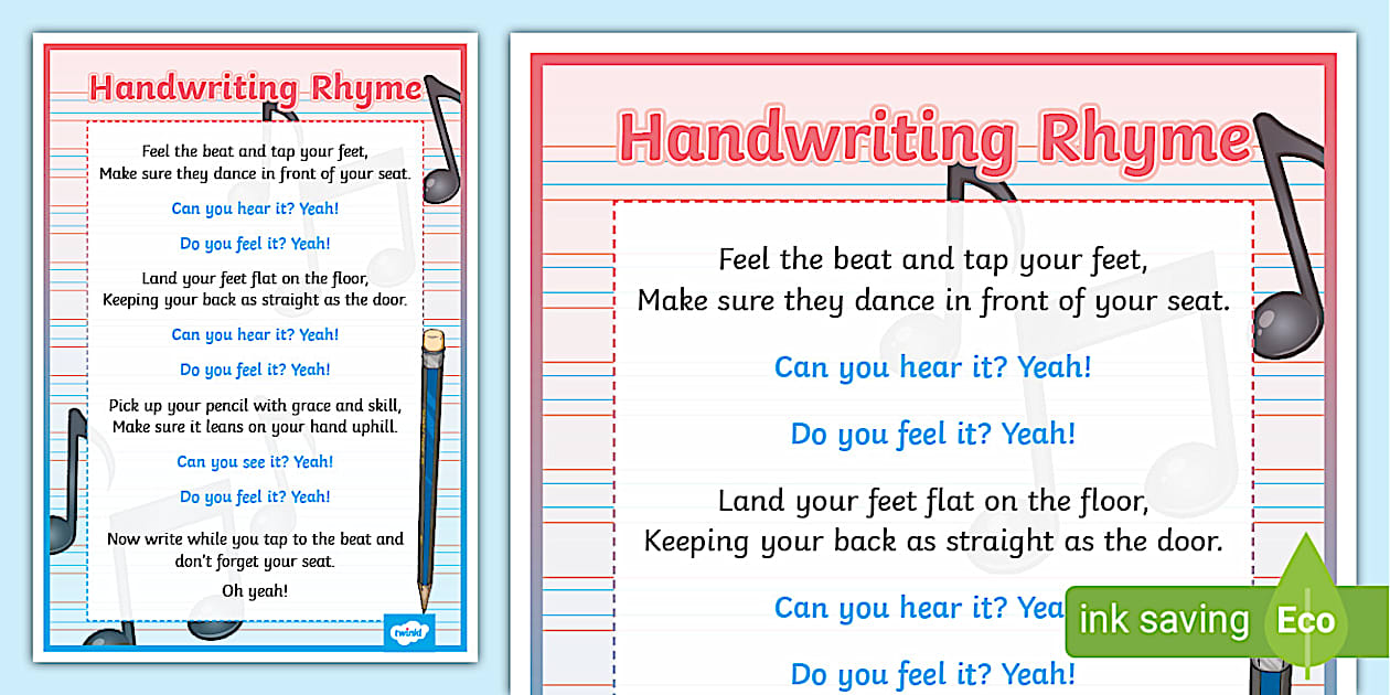 Handwriting Rhyme Poster - Primary Resources - Twinkl