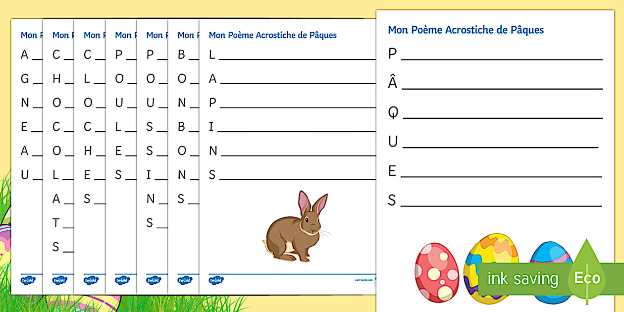Easter Acrostic Poem French