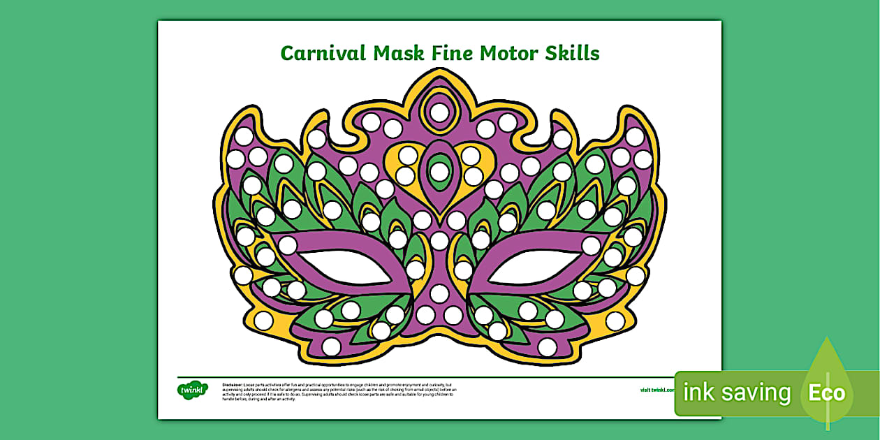 Carnival Mask Button Placing Fine Motor Skills Activity