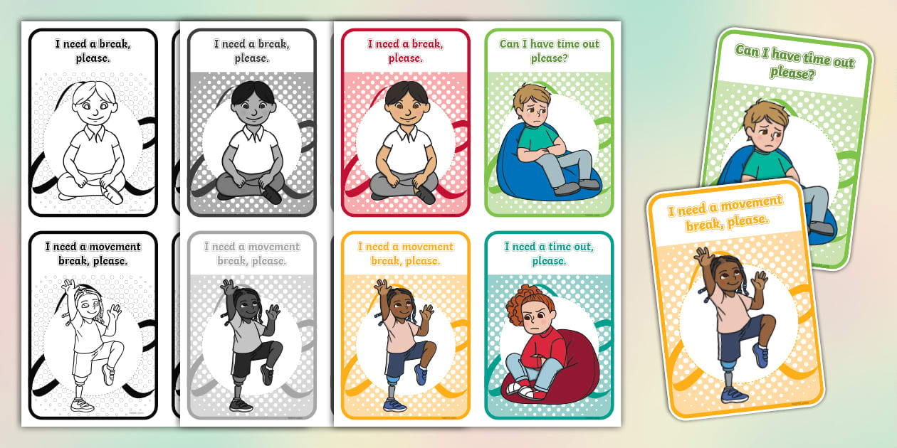 I Need a Break, Please! Note Cards (teacher made) - Twinkl