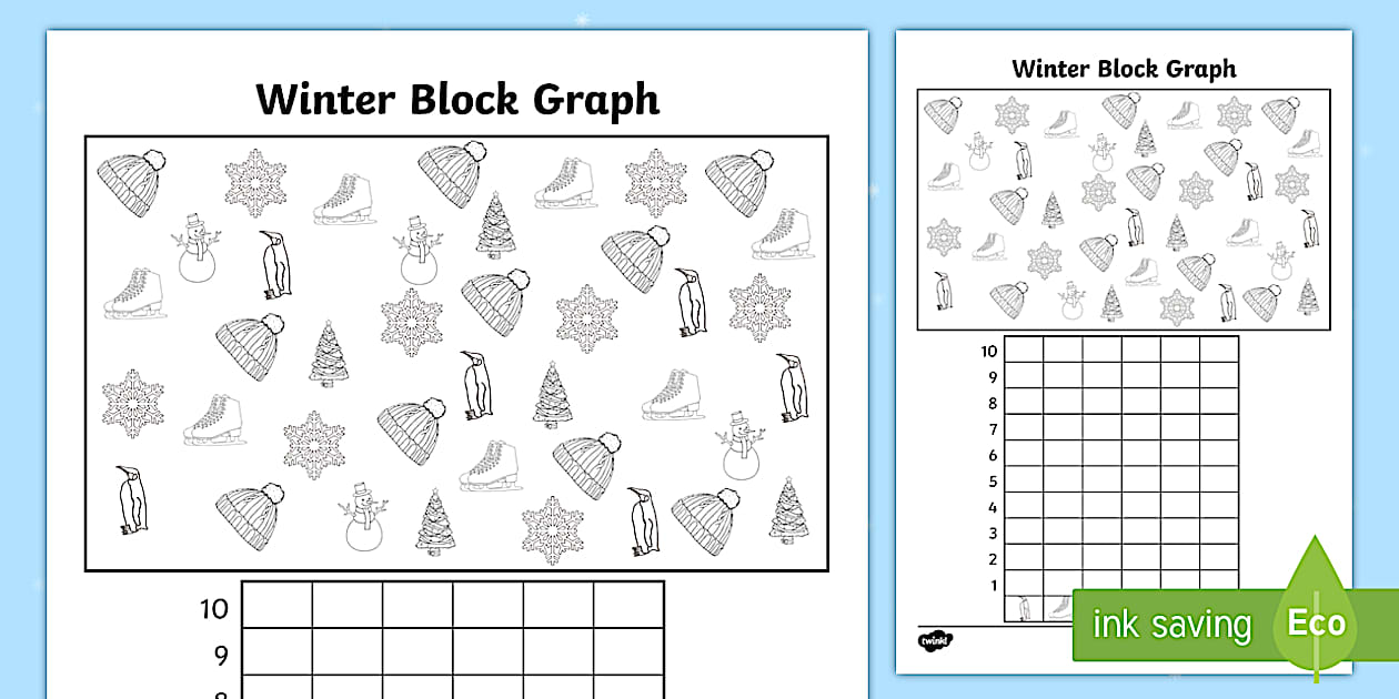 Winter Themed Colour Count and Graph Worksheet - Twinkl