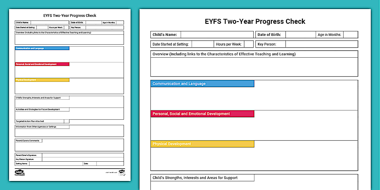 EYFS Progress Check at Age Two Form (teacher made) - Twinkl