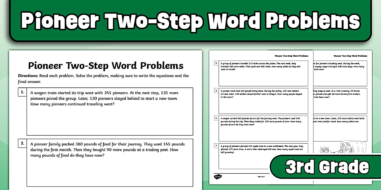 Pioneer Two-Step Word Problems for Third Grade