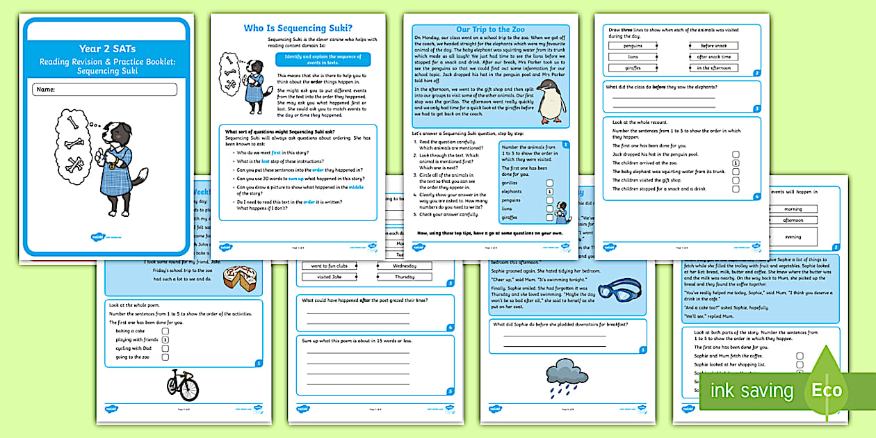 Year 2 SATs Survival: Sequencing Suki Reading Revision & Practice Booklet
