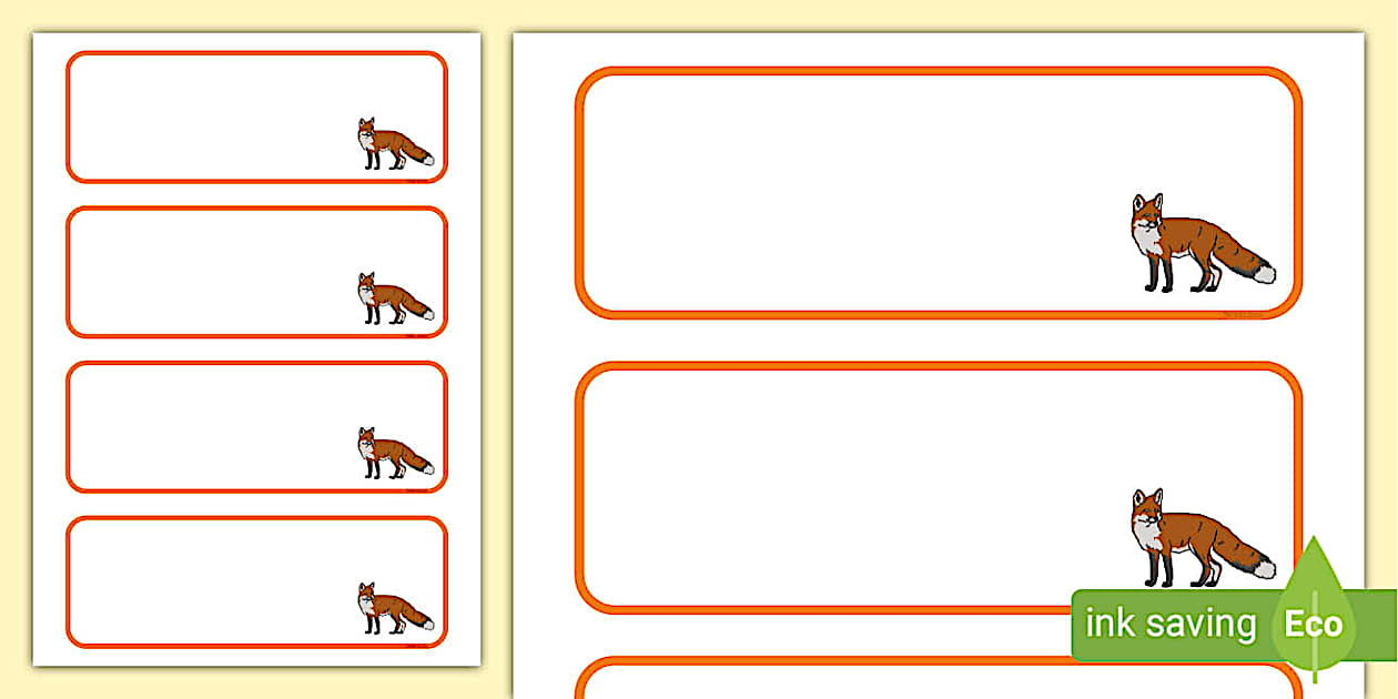 Fox Themed Editable Drawer-Peg-Name Labels (Blank) - Twinkl