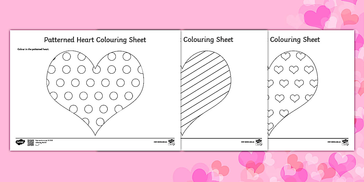 Valentine's Day Patterned Hearts Coloring Sheets, Valentine, love, Saint