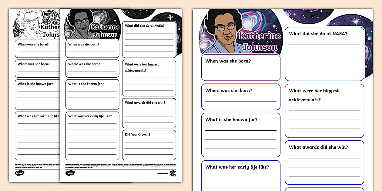 Katherine Johnson Fact File Template, Hidden Figures