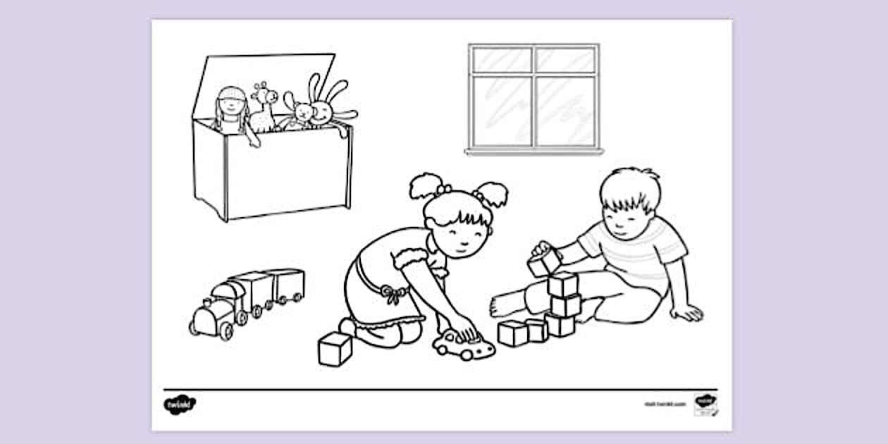 Games Room with Toys Colouring | Colouring Sheets - Twinkl