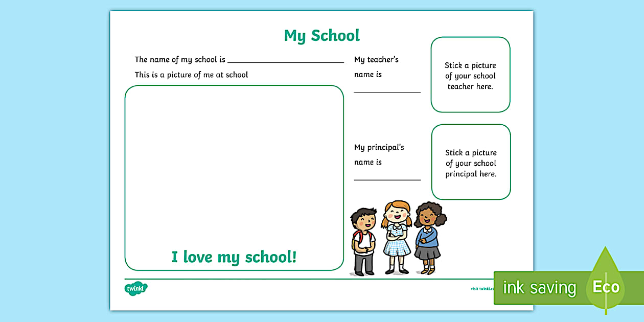 My School Worksheet (teacher made) - Twinkl