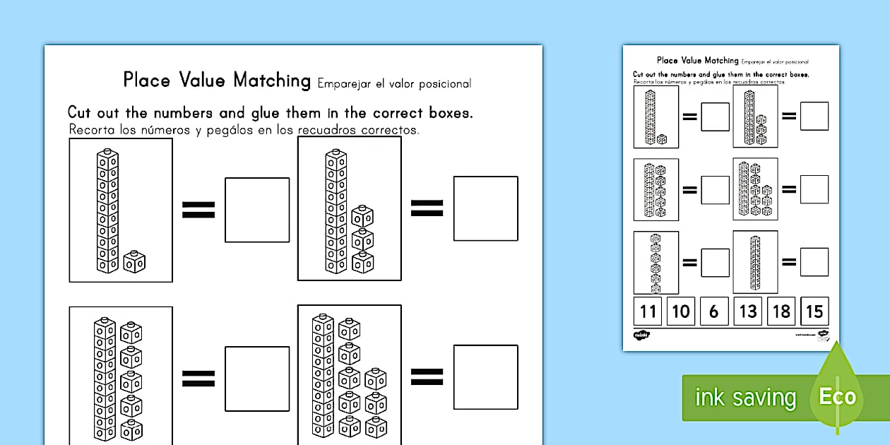 Place Value Tens and Units Cut and Stick Worksheet / Worksheet English ...