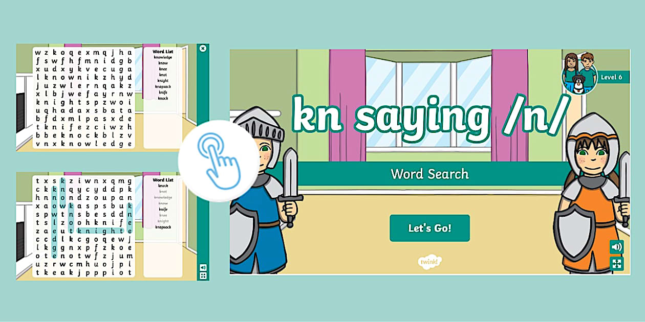 Interactive 'kn' Words Phonics Level 6 Word Search | Twinkl