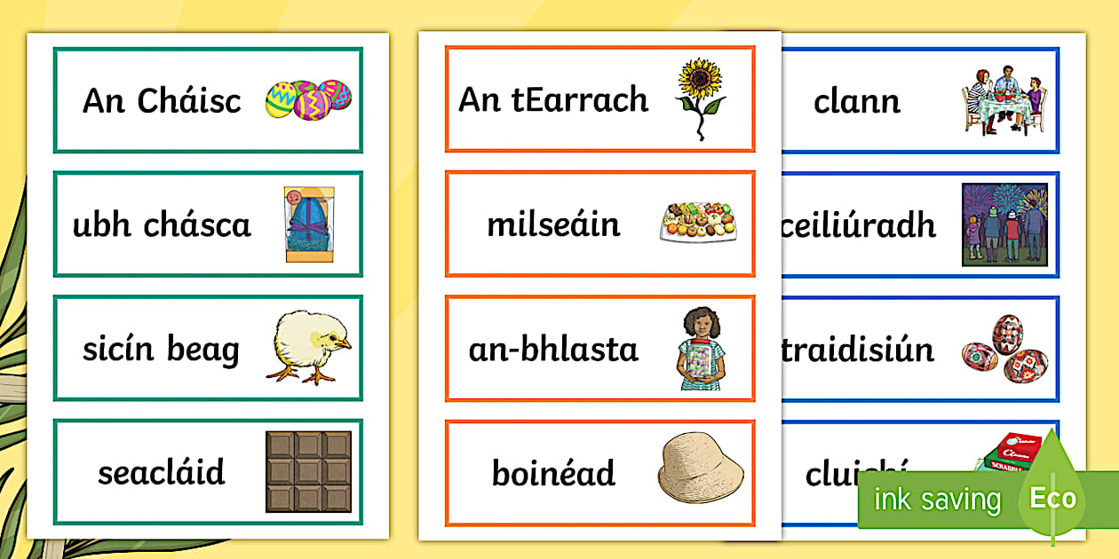 Easter Key Vocabulary Display Labels Gaeilge (teacher made)
