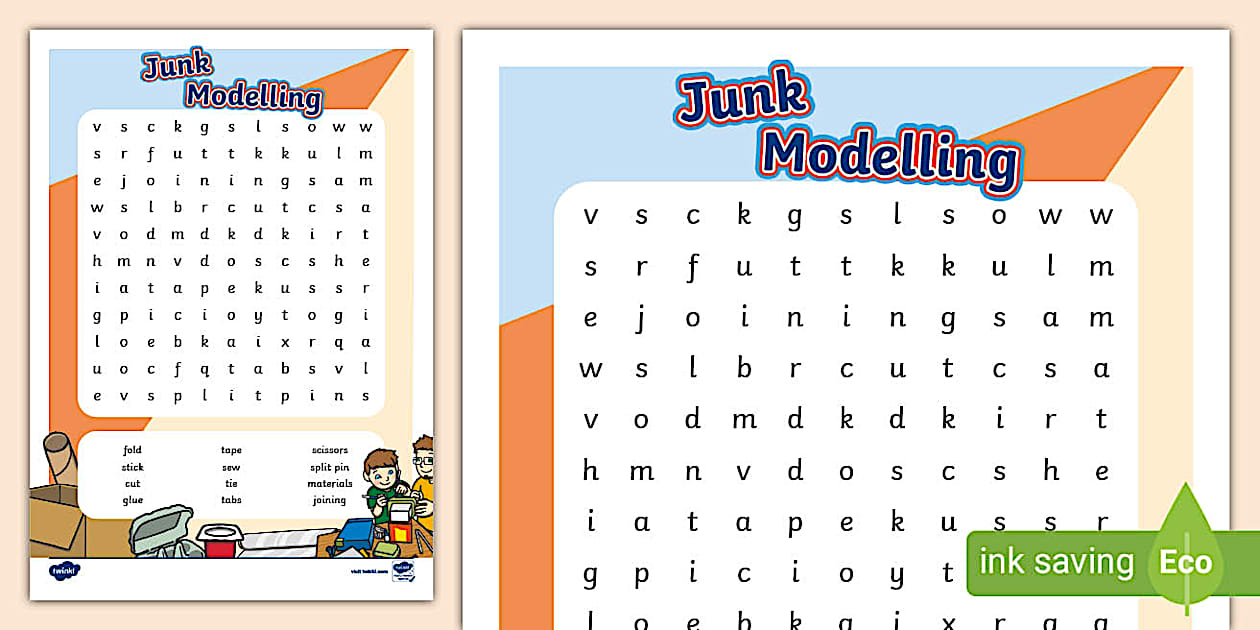 Junk Modelling Word Search - KS1 - EYFS - DT - Construction
