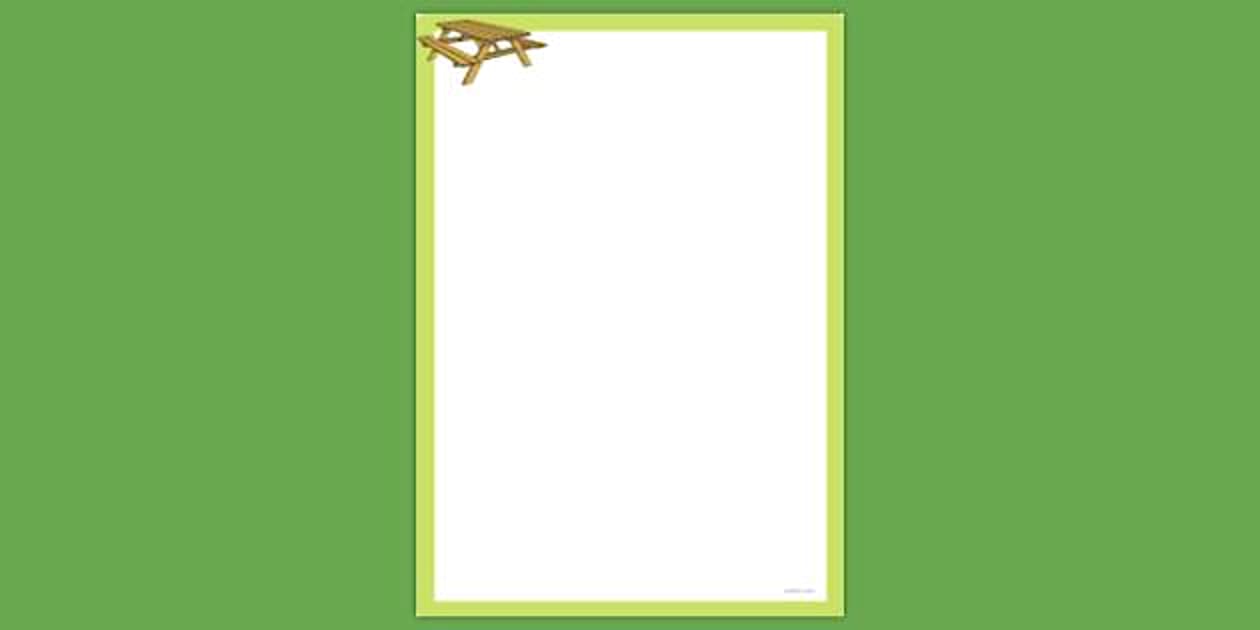 Simple Blank Picnic Bench Page Border | Page Borders