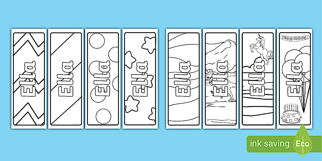 Ella Name Simple Colouring Bookmarks | Reading | Twinkl KS1