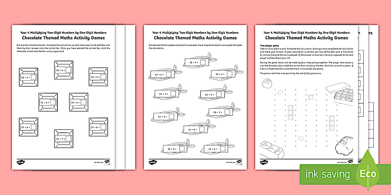 Year 4 Multiplying Two-Digit Numbers by One-Digit Numbers Chocolate Themed