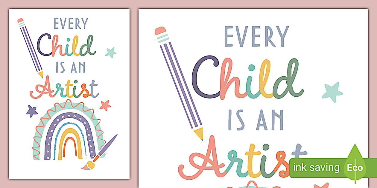 Every Child is an Artist Muted Rainbow Display Poster
