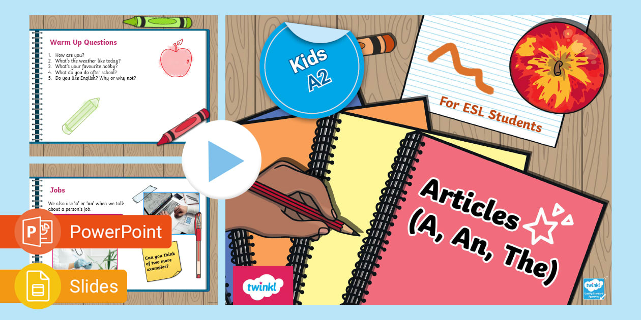 ESL Articles (A, An, The) PowerPoint Lesson [Kids, A2]