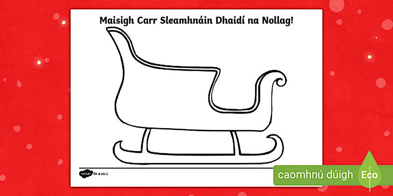 A Christmas Collar Decorate Santa's Sleigh Worksheet Gaeilge