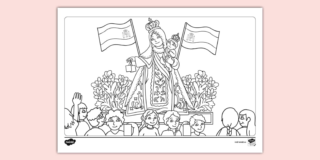 Hoja de colorear: Virgen del Carmen (teacher made) - Twinkl