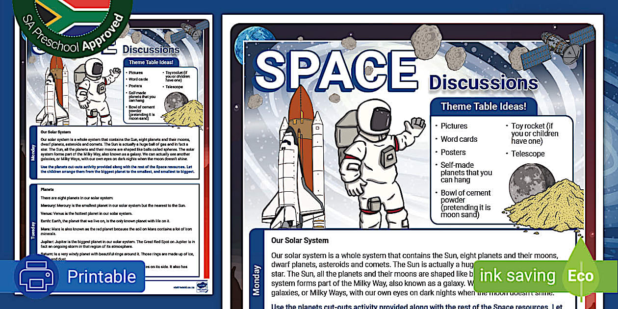 Space: Morning Ring Discussion Sheets (teacher made)