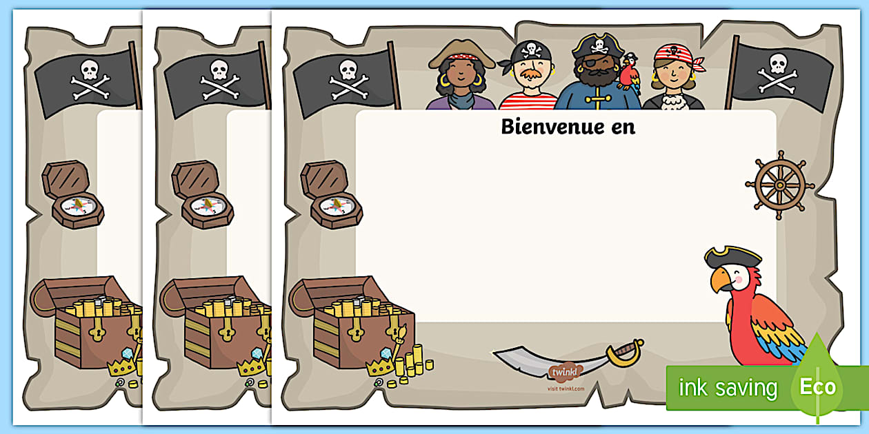 Pancarte de bienvenue sur le thème des pirates - Twinkl