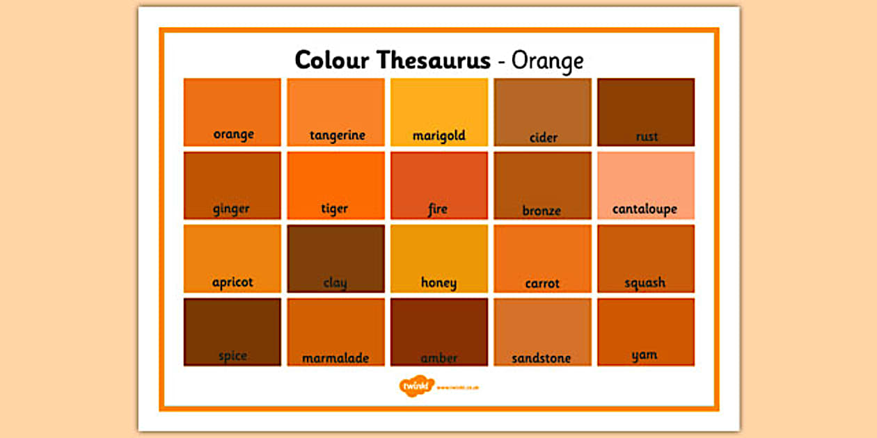 Editable Colour Thesaurus Word Mat Orange - Twinkl