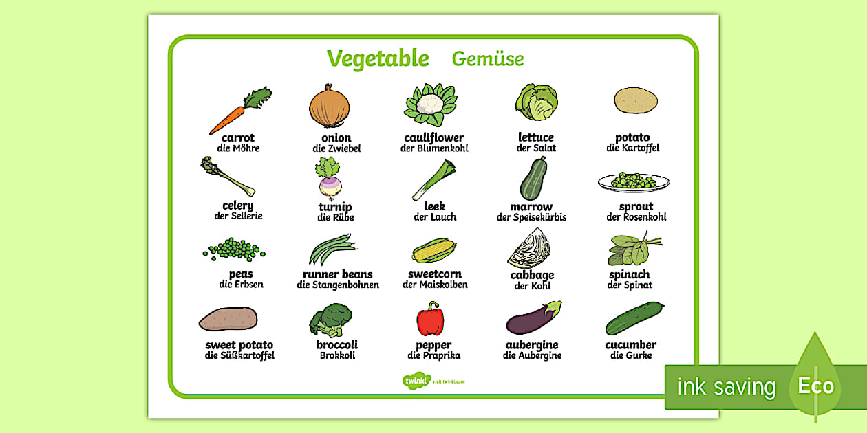 Vegetable Word Mat English/German - EAL, German ,German-translation,