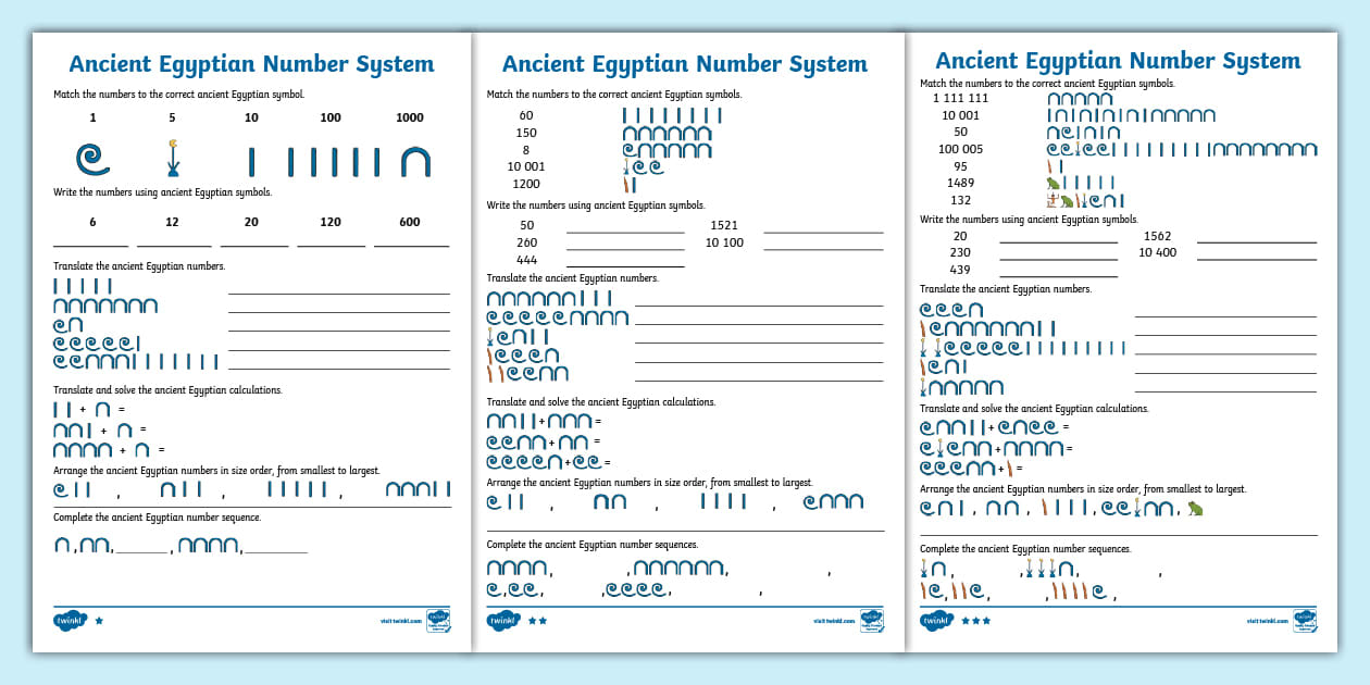 Egyptian Number System Worksheets - Twinkl CfE - First Level