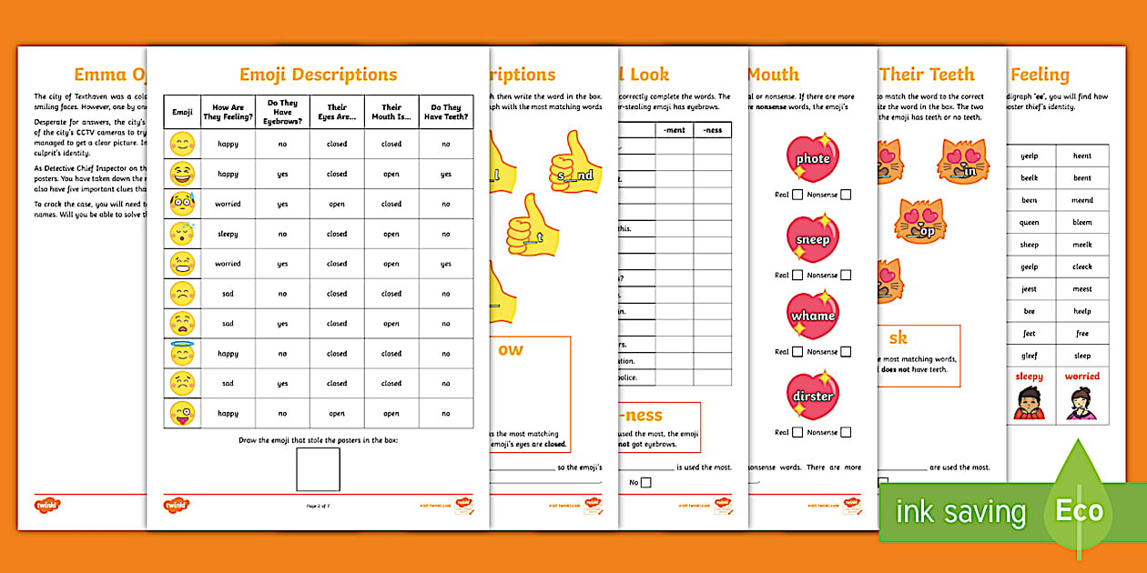 😊 KS1 Emma Oji's Poster Problem: Emoji Phonics Problem-Solving Mystery Game