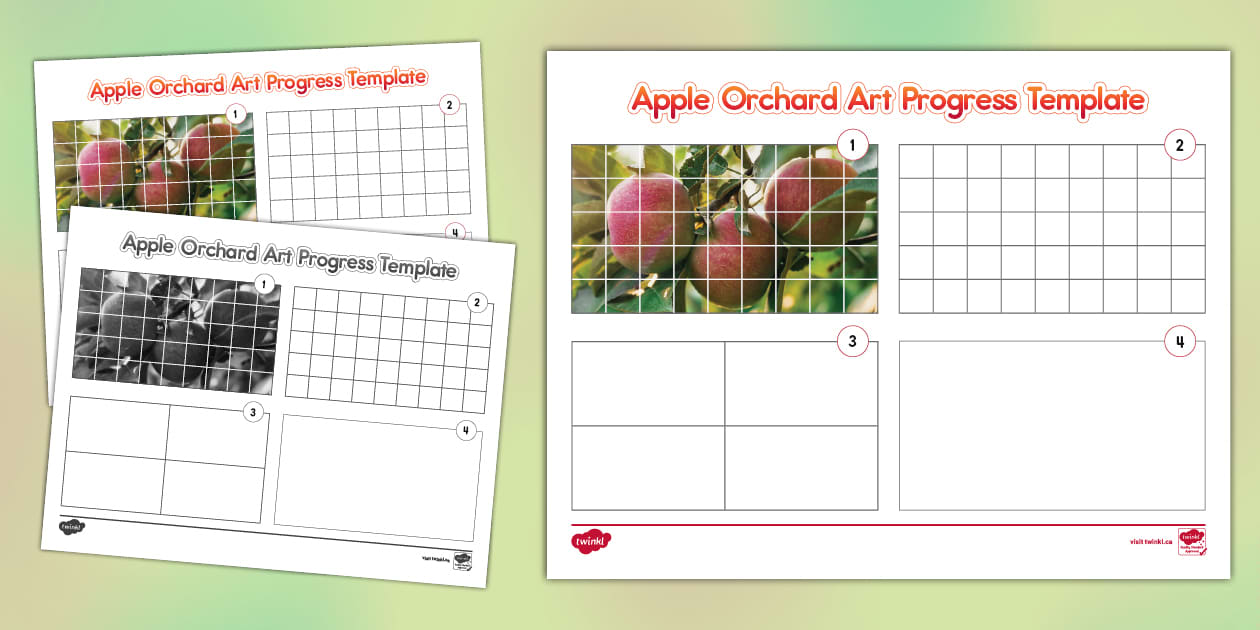 Apple Orchard Art Progress Template (teacher made) - Twinkl