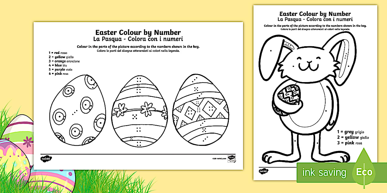 Easter Colour By Number Dots English/Italian - Easter Colour By Number Dots