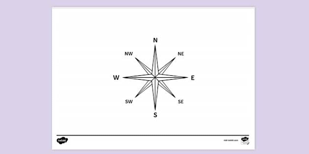 Compass Map Icon | KS1 Colouring Sheets | Twinkl Resources