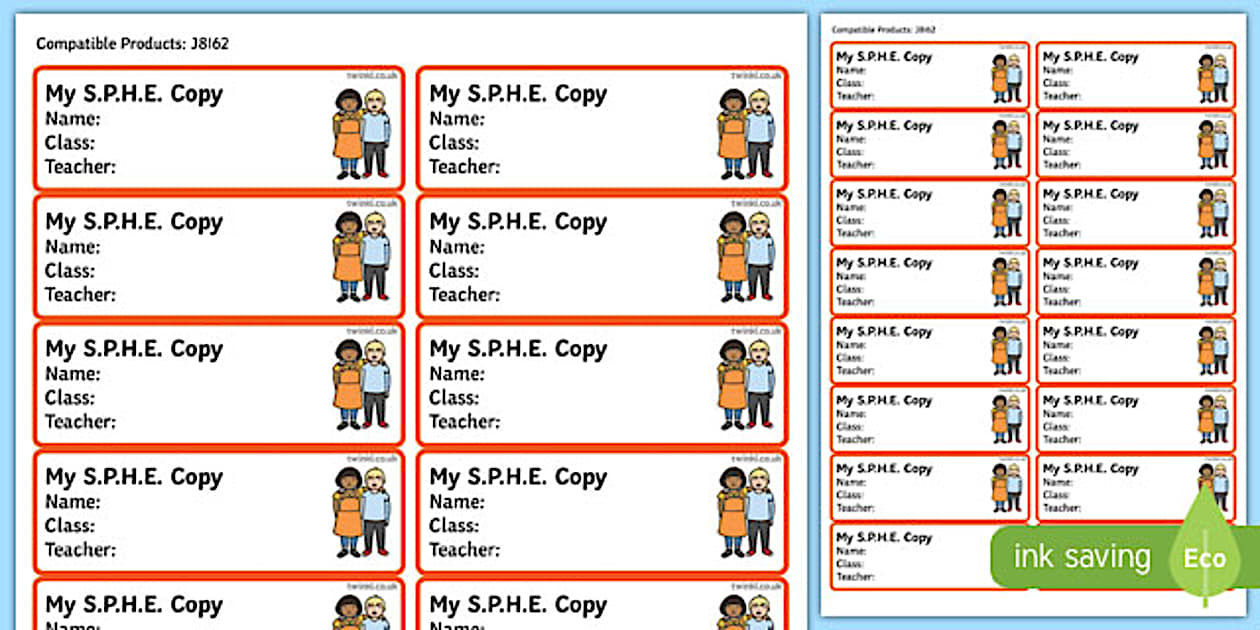 Pupil S.P.H.E. Copybook Labels-Irish (teacher made) - Twinkl