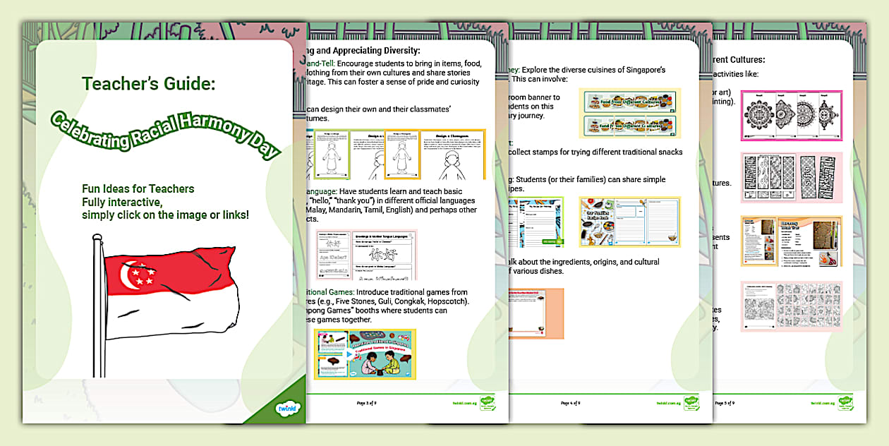 * NEW * Teacher's Guide: Racial Harmony Day Singapore Teaching Ideas