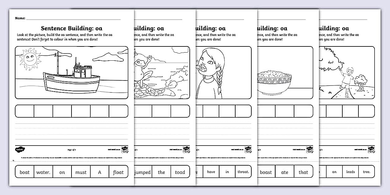 Phonics Sentence Building: oa (Teacher-Made) - Twinkl