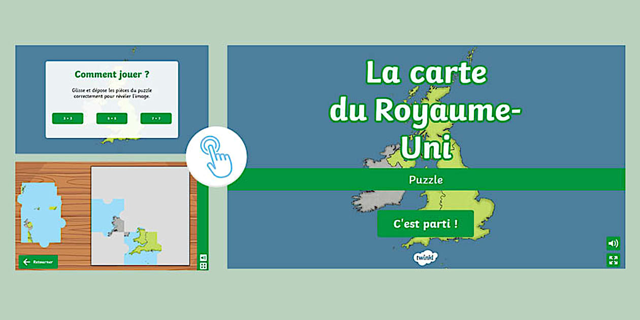 Puzzle interactif : Carte du Royaume-Uni - Twinkl